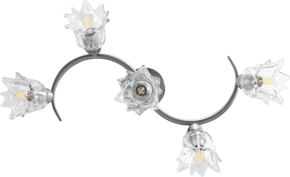 Stropní lampa průhledná skleněná stínidla 5 žárovek E14 tulipán 289233