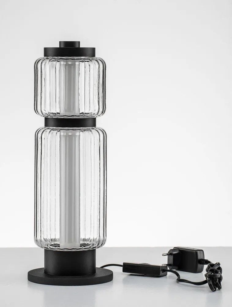 Matně černá skleněná LED stolní lampa (výška 39 cm) Liesa – Nova Luce