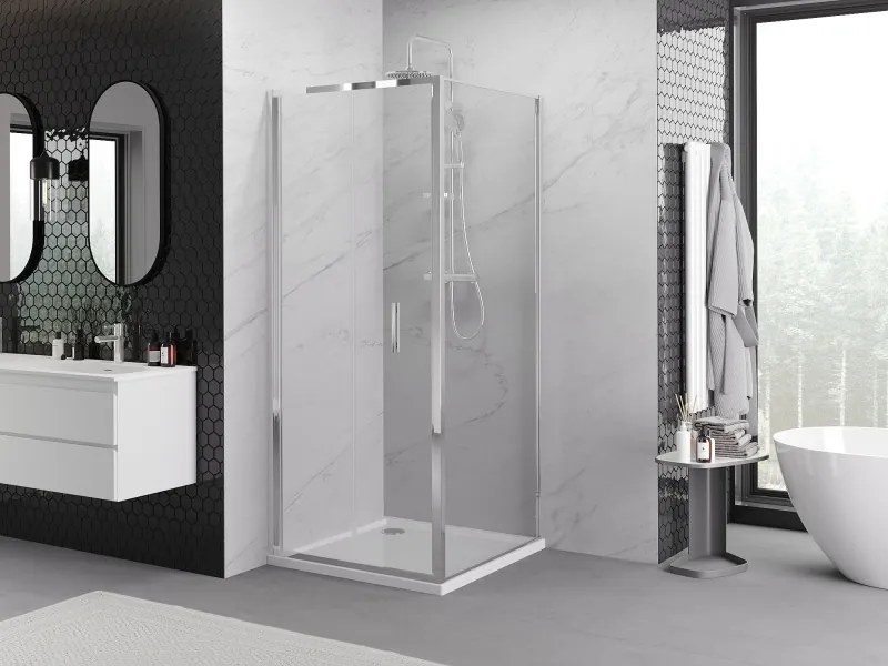 Mexen Exo, skládací sprchová kabina, dveře 110 cm + boční stěna 110 cm, transparentní sklo, chrom, 816-110-110-01-00