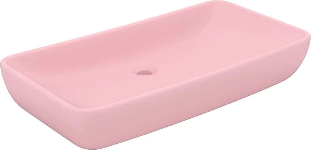 Luxusní umyvadlo obdélníkové matné růžové 71 x 38 cm keramické 146955