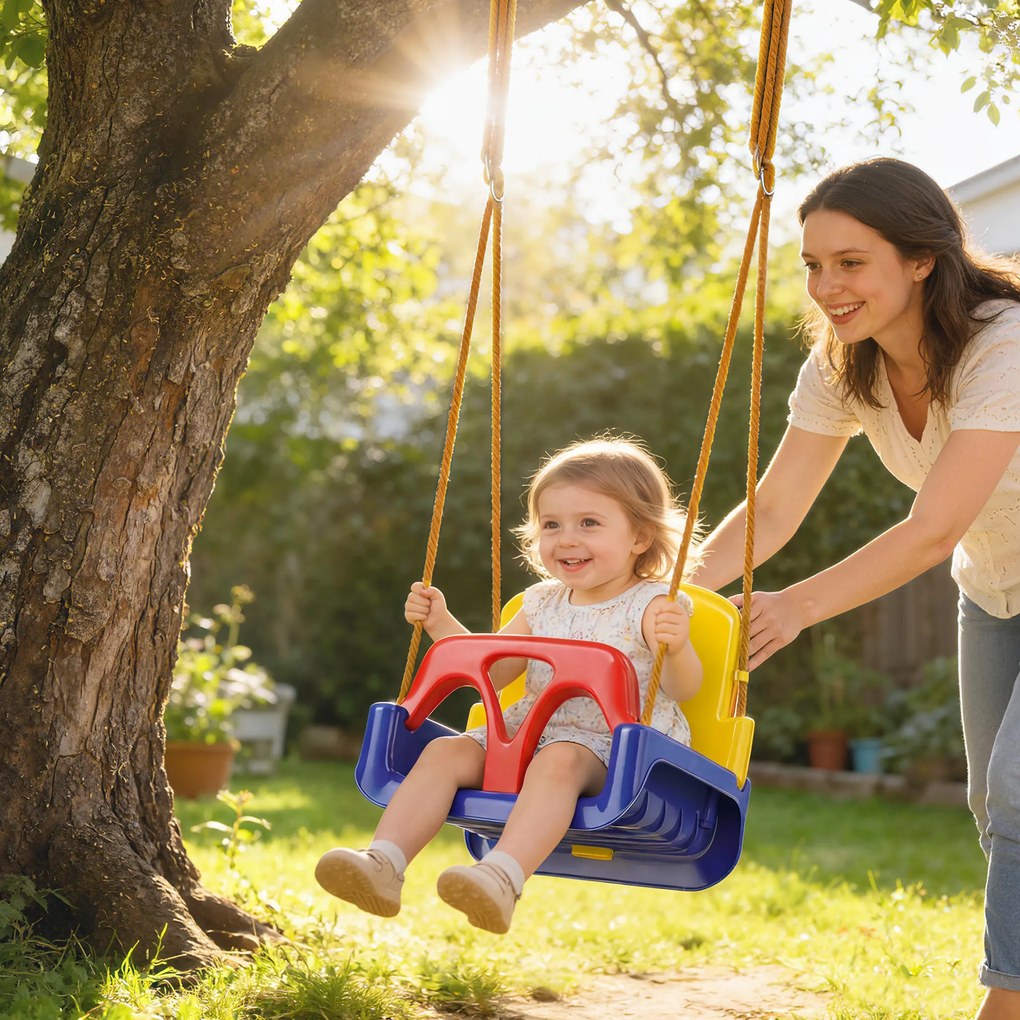Dětská houpačka 3 v 1 nastavitelná dětská houpačka s opěradlem, popruhy, pro děti od 9-36 měsíců, tmavě modrá