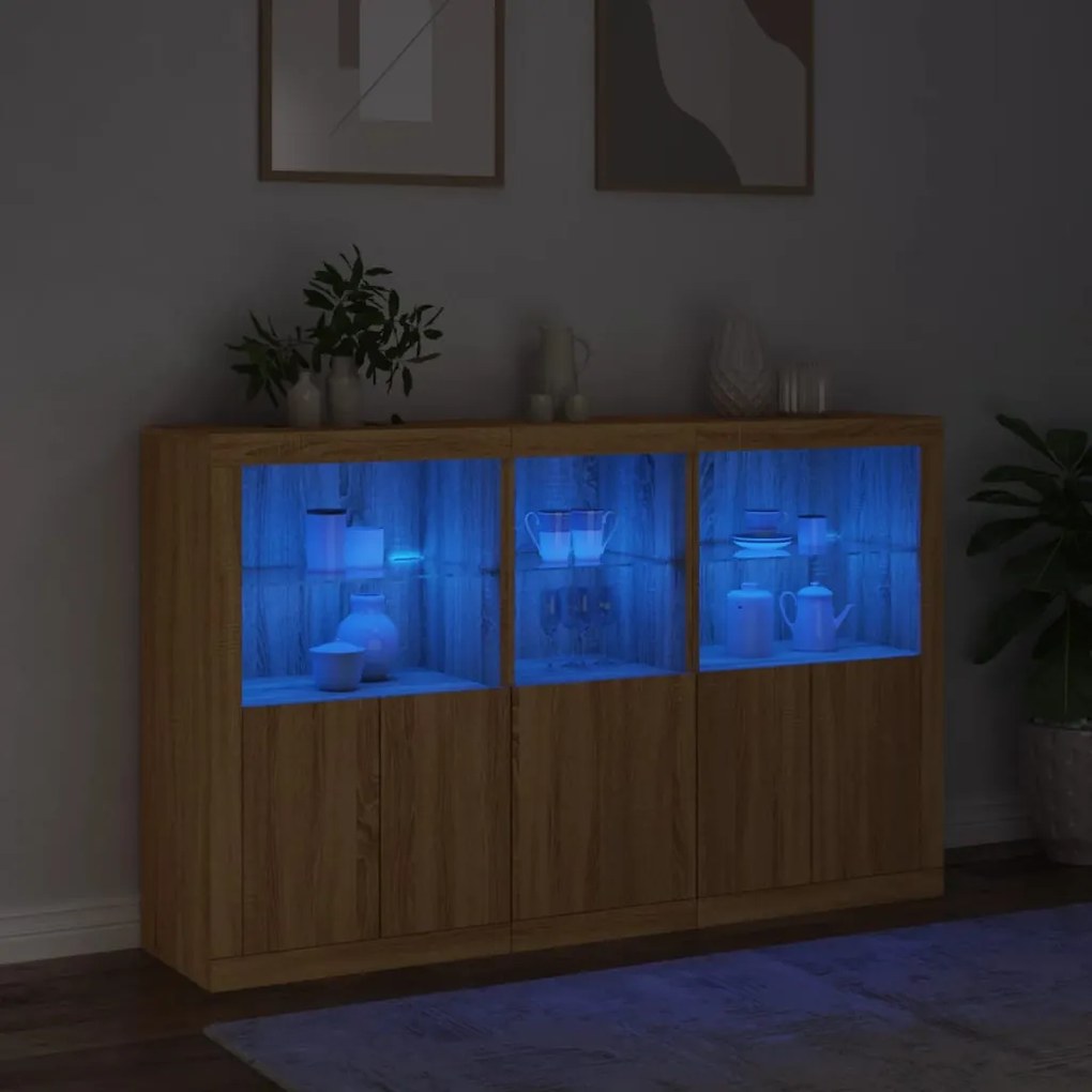 Příborník s LED osvětlením dub sonoma 162 x 37 x 100 cm 3209144