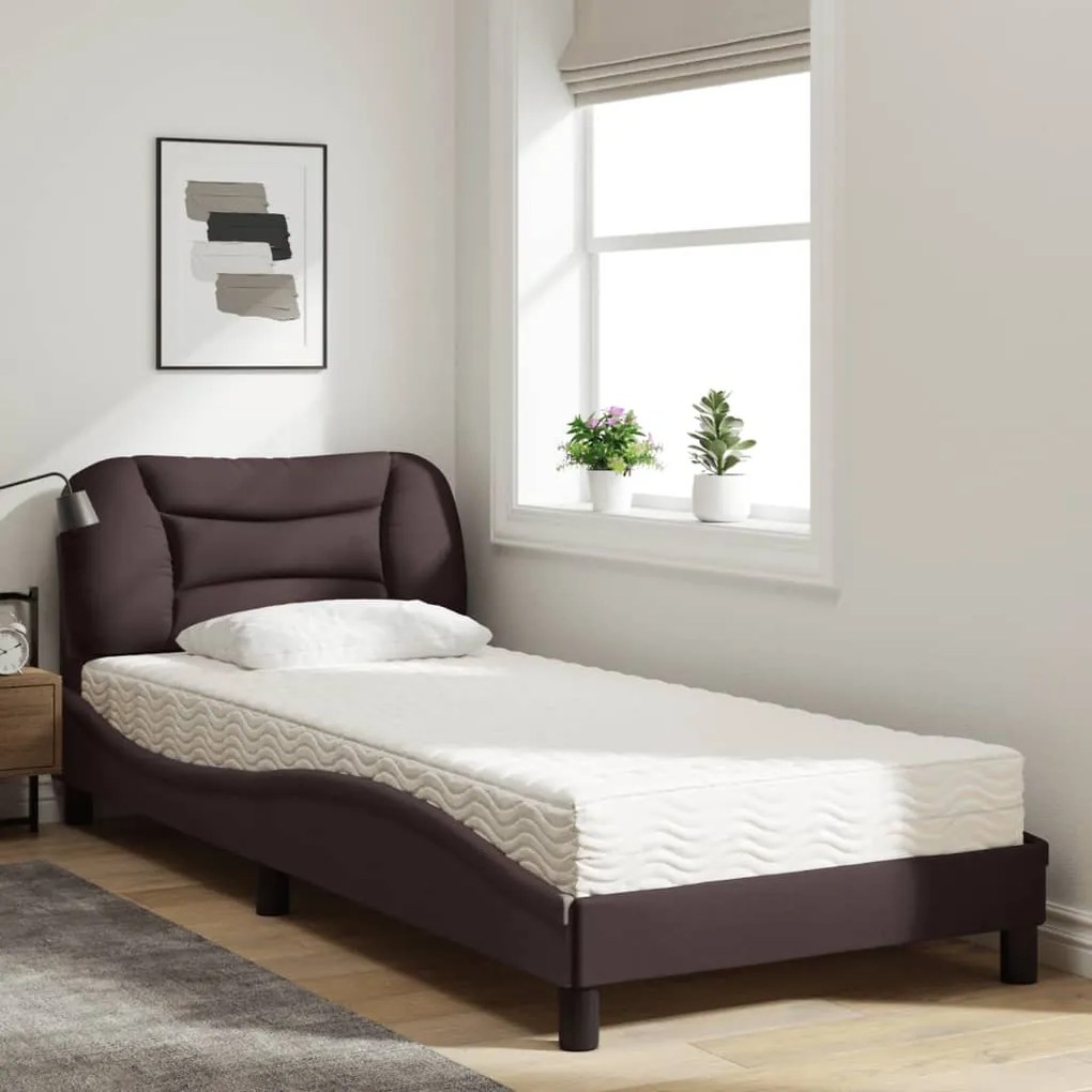 Postel s matrací Hvar tmavě hnědá 80 x 200 cm textil 3208495