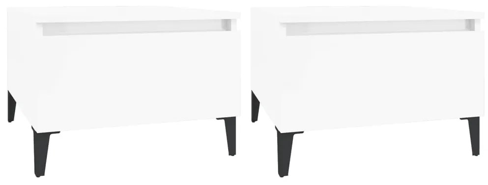 Odkládací stolky 2 ks lesklé bílé 50x46x35 cm kompozitní dřevo - Default Title