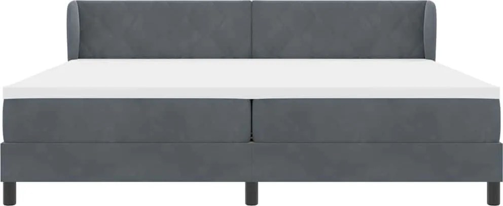 Postel s boxspringem s čelo Tmavě šedá 200 x 200 cm samet 3340461
