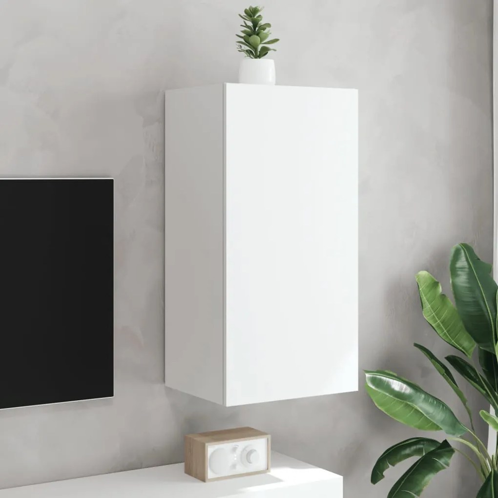 Nástěnná TV skříňka s LED osvětlením bílá 40,5 x 35 x 80 cm