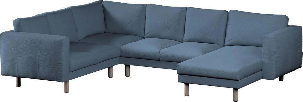 Potah na pohovku IKEA Norsborg rohová, 5-místná se šezlongem barva modrá látka pletený vzor