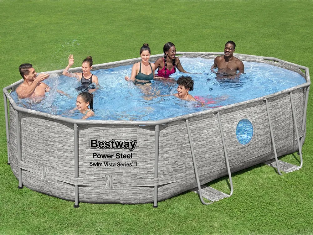 Stojan na bazén Bestway 488x305x107 11in1 kámen 56946