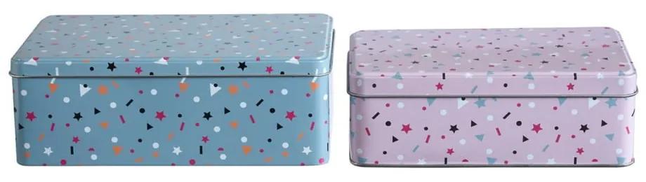 Dekorativní kovové úložné boxy s víkem v sadě 2 ks Stellar – Premier Housewares