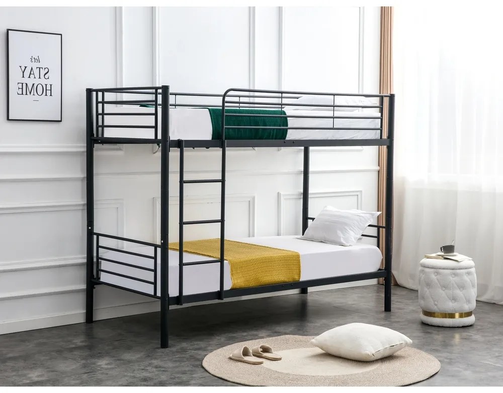 Postel Bunky 90 x 200 cm, patrová, černá