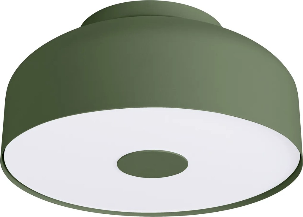 Stropní svítidlo Omiq, 1x olivově zelené kovové stínítko, (bílý plast), (fi 30 cm)