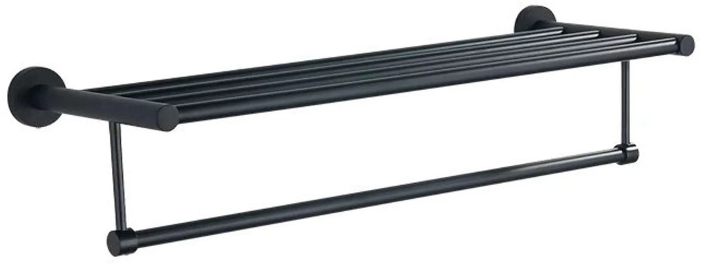 Aqualine Samba - Polička s držákem ručníků, délka 63 cm, matná černá SB214