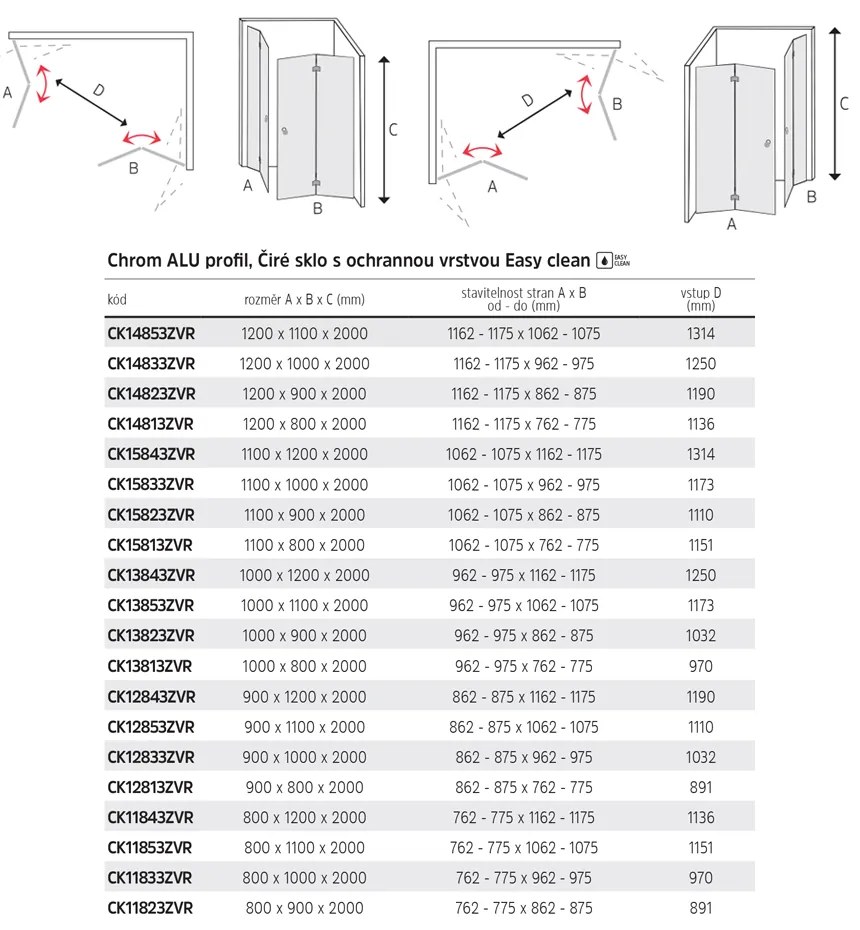 Mereo Novea obdélníkový sprchový kout 100 x 120 x 200 cm zalamovací aluchrom čiré CK13843ZVR