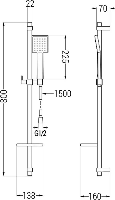 Mexen Cetus DQ45 sada do vany, zlatá - 744303DQ45-50
