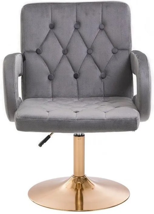 LuxuryForm DESIGN Otočná židle BOSTON VELUR na zlatém talíři - šedá