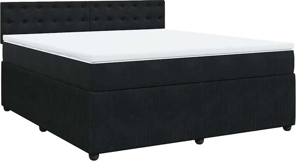 Box spring postel s matrací černá 180x200 cm samet 3287820