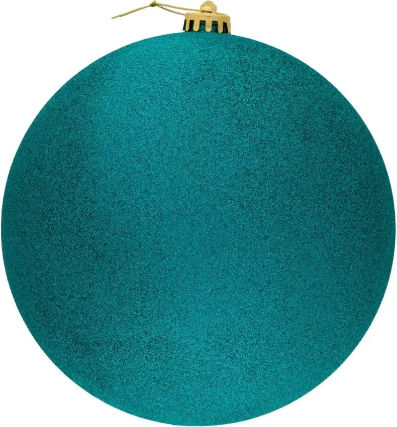 Velká vánoční ozdoba 30 cm plastová koule paví zelená glitter