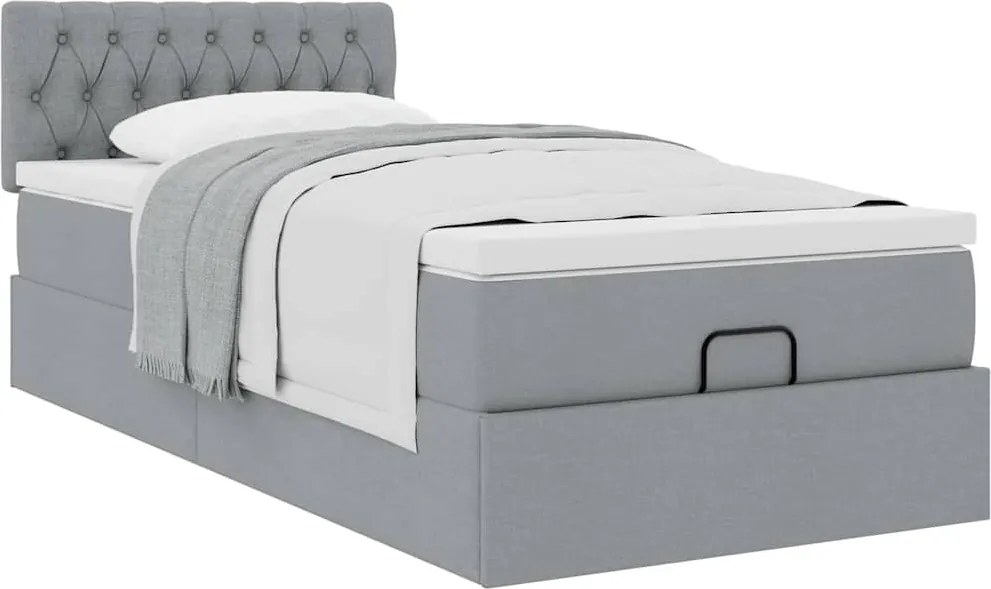 Osmanský rám postele s matrací světle šedá 90x190cm textil 3311504