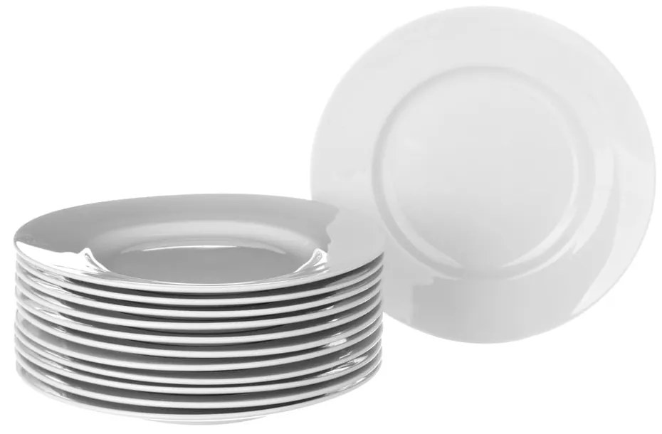 Sada 12 bílých porcelánových talířů Unimasa Elegant, průměr 26,7 cm