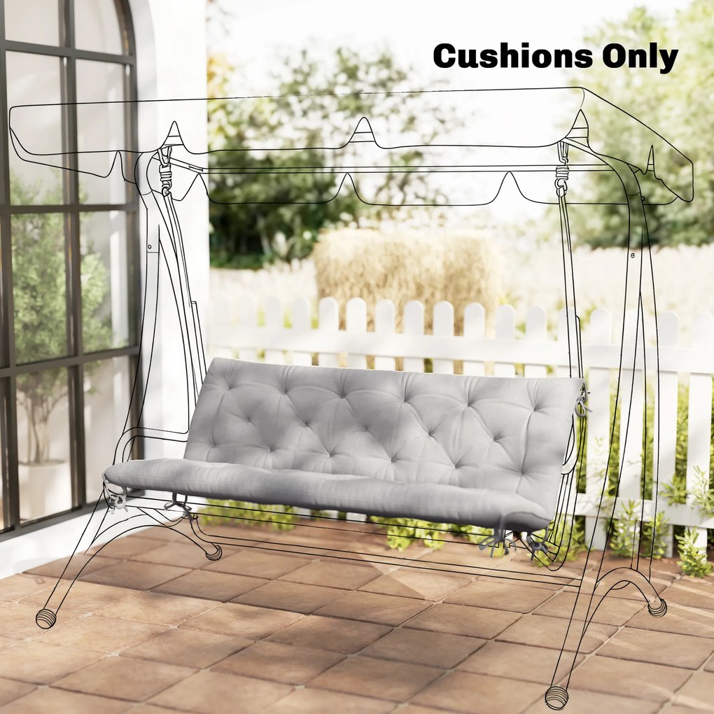 Outsunny Polštář na lavici pro 3 osoby 150x98x8 cm, Polštář s popruhy, Sedací polštář, Venkovní/ Vnitřní polštář na židli, Sedací podložka, Polštář n…