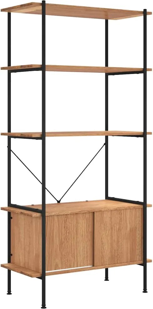 5patrový policový regál se skříňkou 80x40x163cm ocel a kompozit 336355