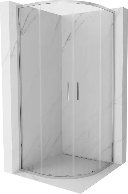 Mexen Exo, asymetrický sprchový kout s posuvnými dveřmi 100 x 100 cm, 6mm čiré sklo, chromový profil, 8132-100-100-01-00