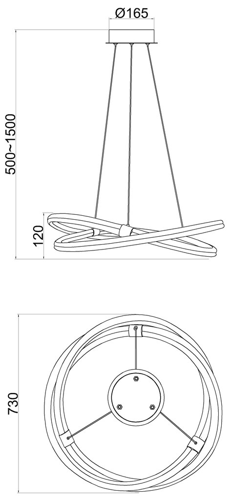 Mantra Infinity Line, moderní závěsné svítidlo 60W LED 3000K, chrom/bílá, průměr 73cm