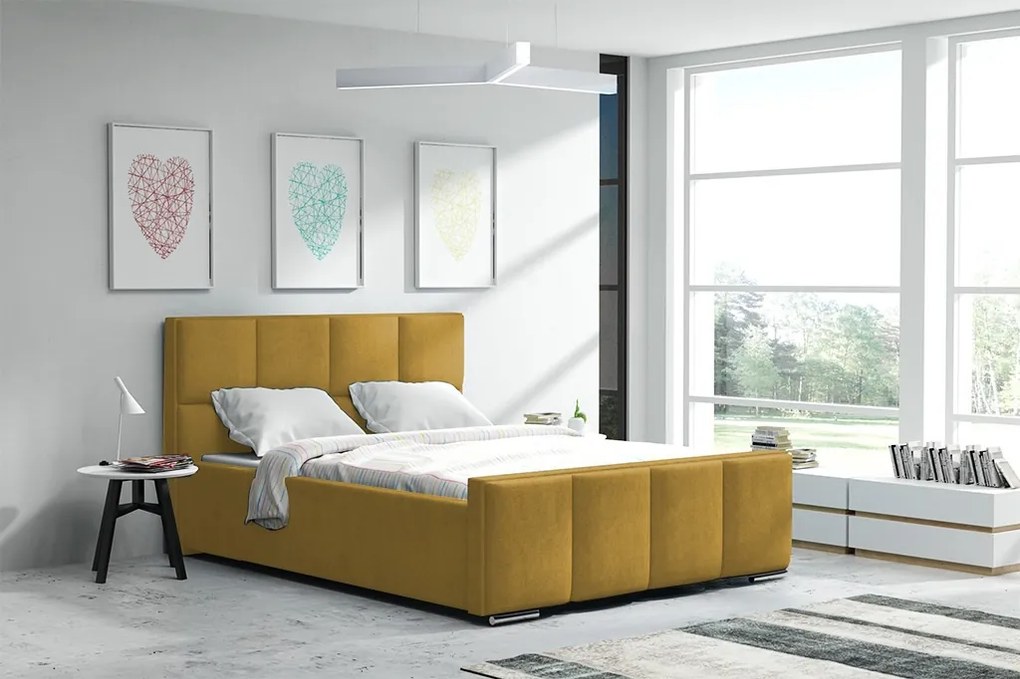 Eka Čalouněná postel Passion - Kronos 180x200 cm Barva látky: Olivová (Kronos 17), Úložný prostor: Bez úložného prostoru
