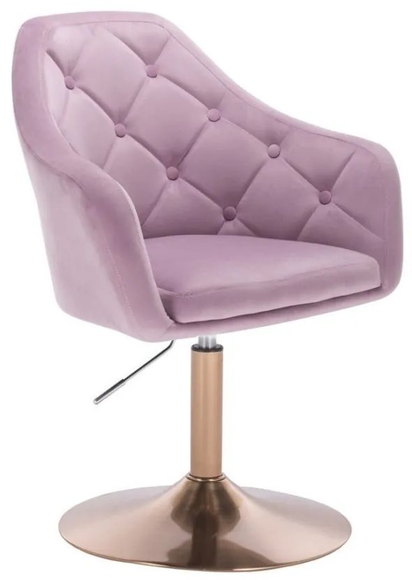 LuxuryForm DESIGN Otočné křeslo ANDORA VELUR na zlatém talíři - levandule