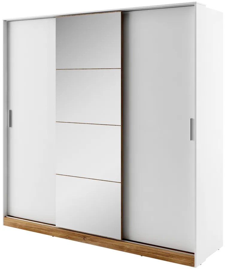 DIG-NET bílá zrcadlová šatní skříň Detroid s posuvnými dveřmi