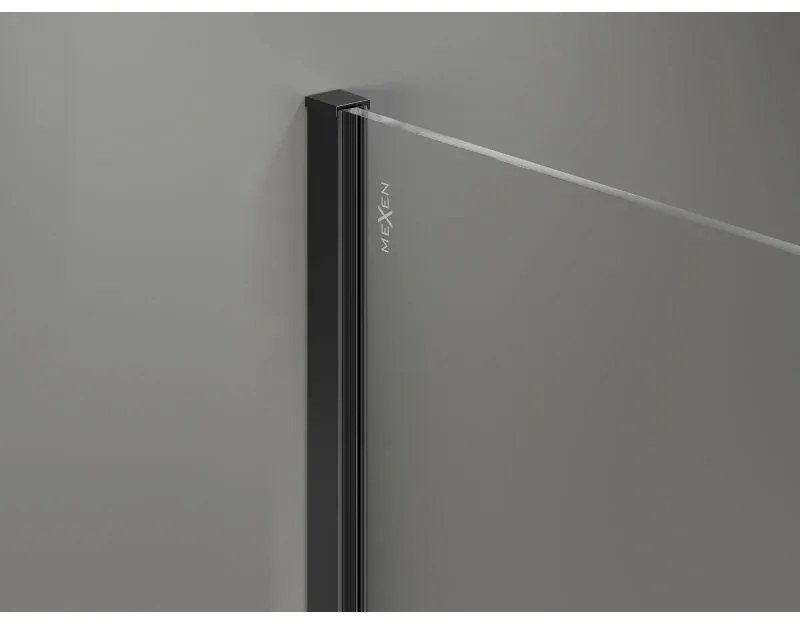 Mexen Kioto-X, sprchová zástěna 130 x 200 cm, 10mm šedé sklo, černý profil, 800-130-101-70-40-X