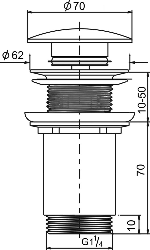 Sapho umyvadlová výpusť bez přepadu click clack keramická zátka bílá AR900