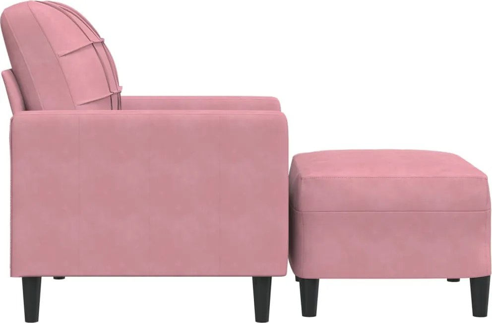 Křeslo s podnožkou růžová 60 cm samet 3278260
