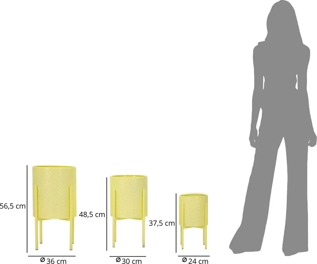 Sada 3 ks stojanů na květiny Iris žlutá