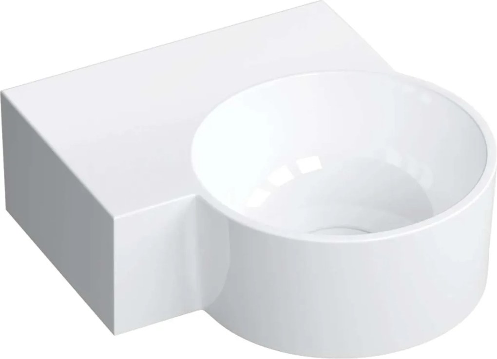 OMNIRES Ovo M+ - Umývátko 34x35 cm, bez přepadu, bez otvoru pro baterii, levé, bílá OVO335UWLBP