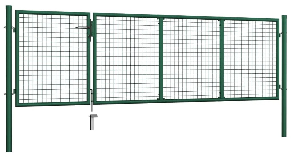vidaXL Marketos Zahradní brána ocelová 350 x 100 cm zelená