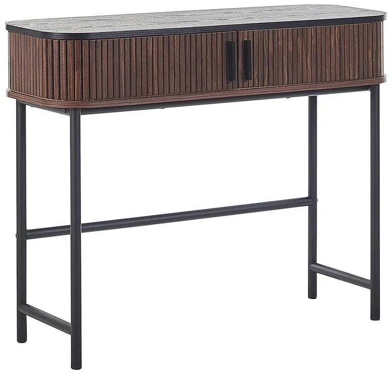 Konzolový stolek tmavé dřevo/ černý JOSE Beliani