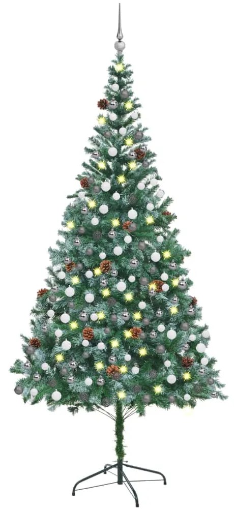 Umělý vánoční stromek s LED a sadou koulí a šiškami 210 cm,  3077701 HangarStore.cz