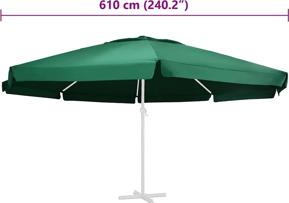 Náhradní potah na zahradní slunečník zelený 610 cm 312547