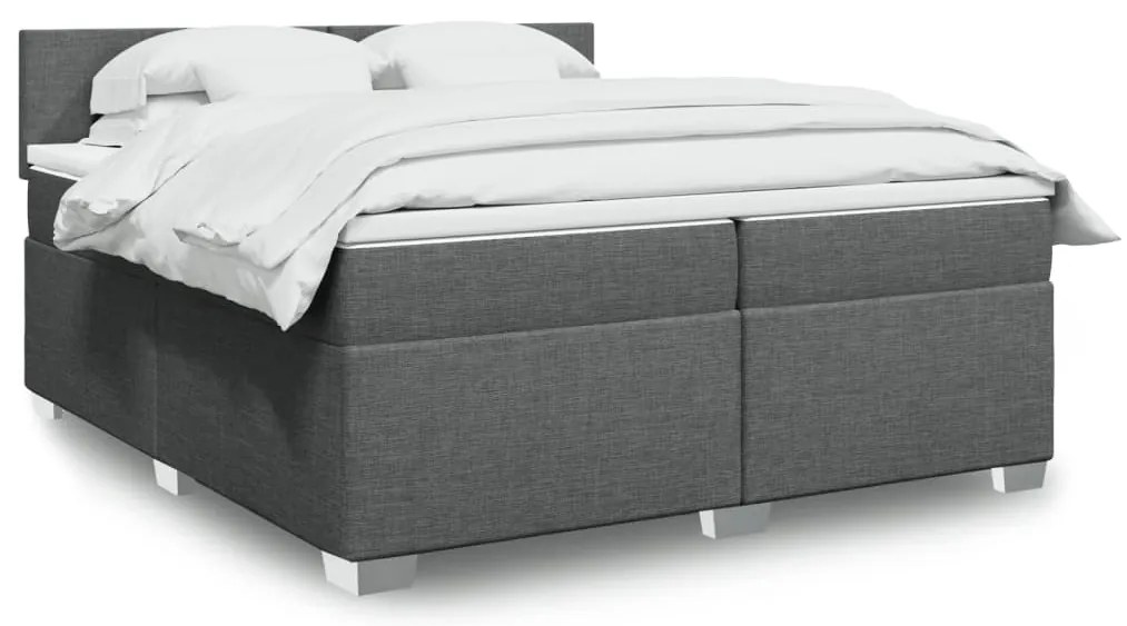 Box spring postel s matrací tmavě šedá 200x200 cm textil 3285989