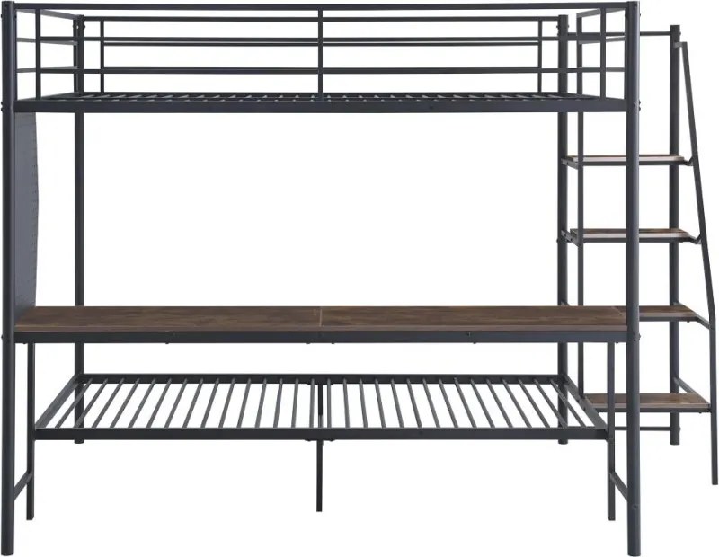 Patrová postel, černá, kov, 90x200, NIVARA Kondela 0000416498