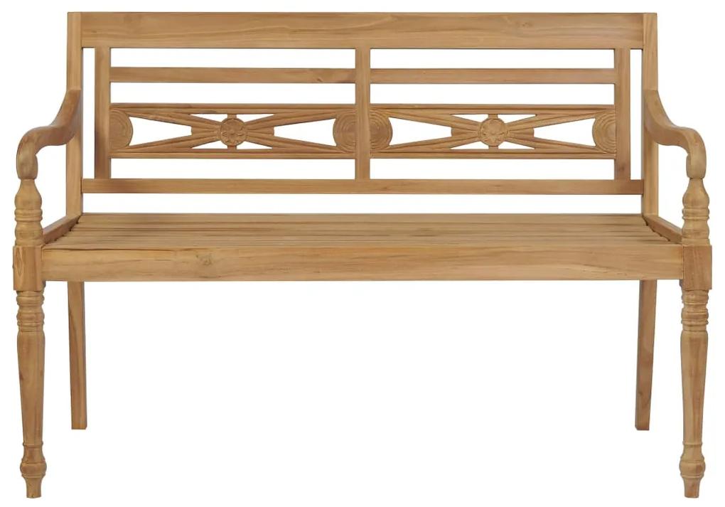 Lavice Batavia s šedou poduškou 120 cm masivní teakové dřevo,  3062170
