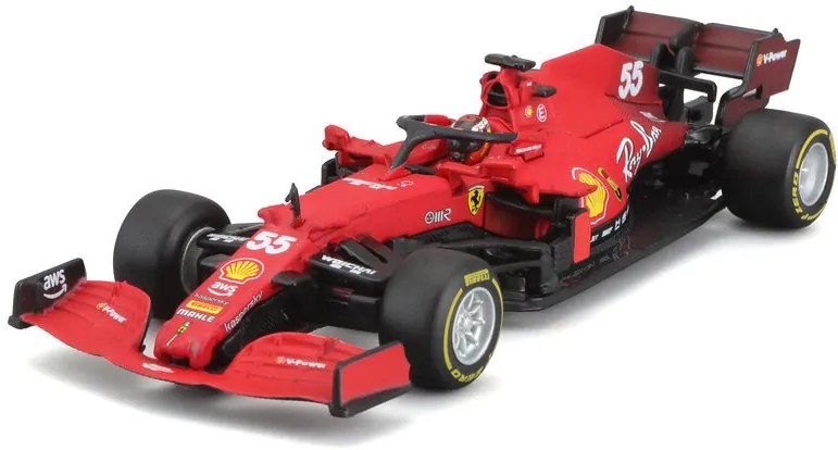 Bburago 1:43 ferrari racing f1 sf21 #55 (carlos sainz) s helmou