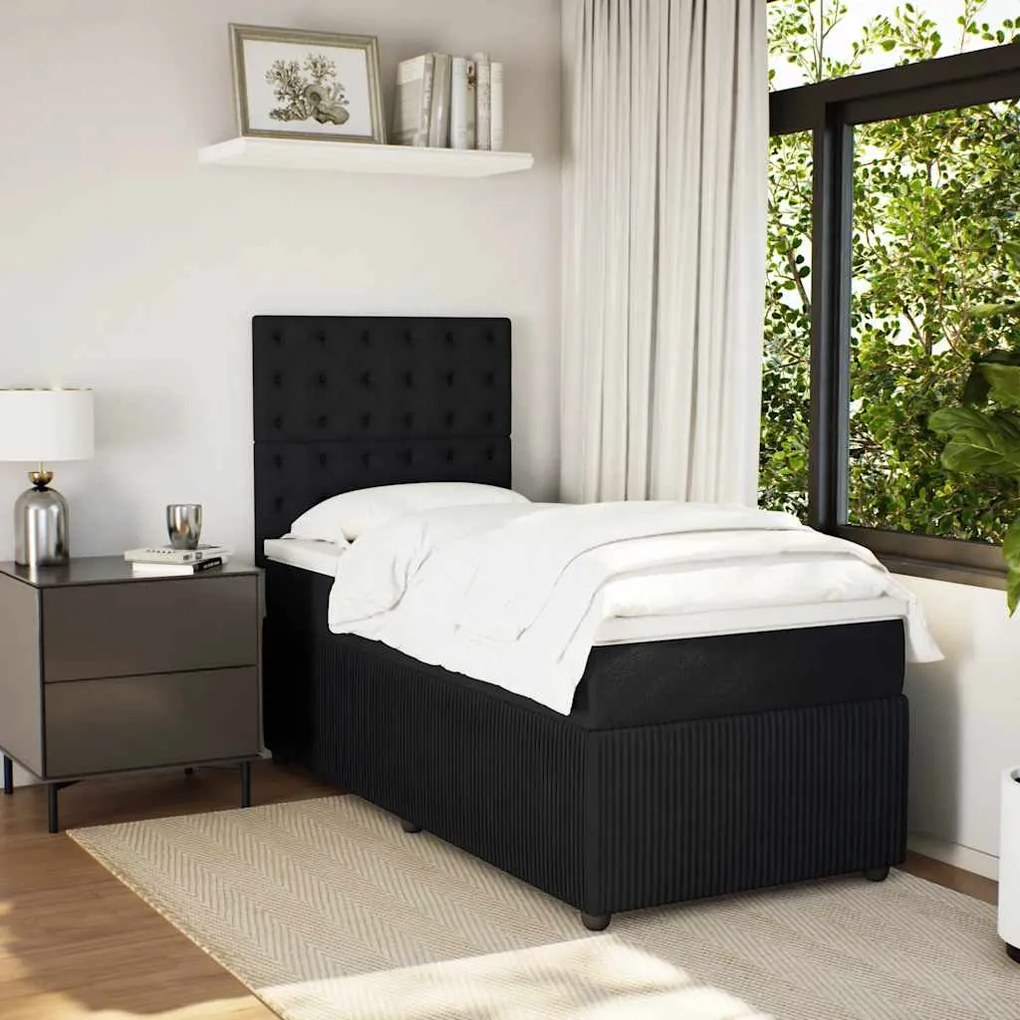 Box spring postel s matrací černá 90x200 cm samet 3294552