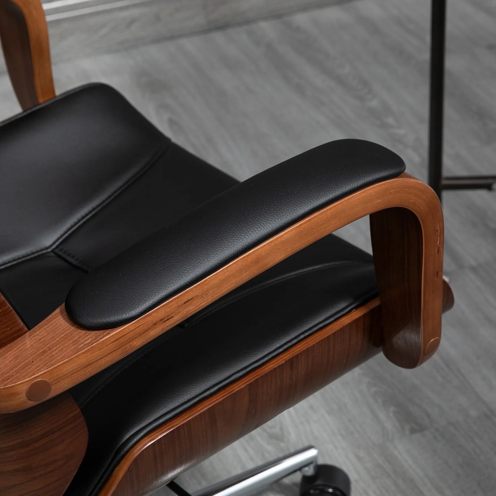 Ergonomická kancelářská židle Vinsetto s otočnou deskou a PU koženým potahem, s odnímatelným opěradlem, nastavitelnou výškou a naklápěcí funkcí 63x62…
