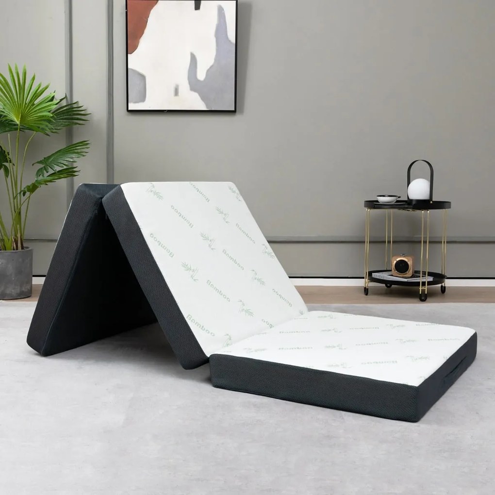 Costway Skládací matrace 193 × 80 × 10 cm, bílo-šedá