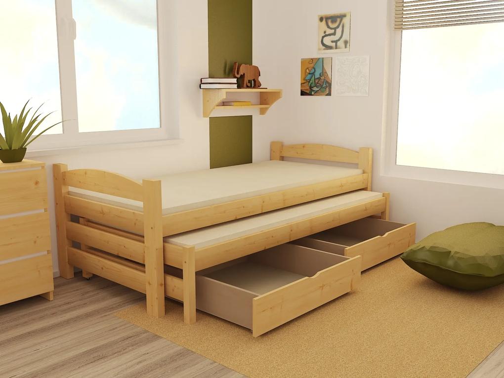 Vomaks dřevěná dětská postel + přistýlka a lamelový rošt