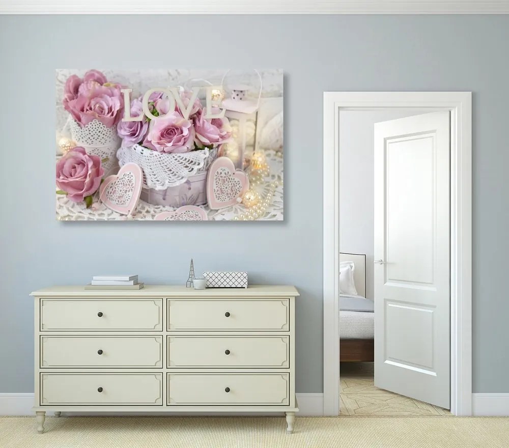 Obraz romantická dekorace ve vintage stylu - 120x80 cm