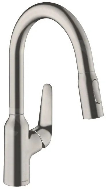 Hansgrohe Focus M42, dřezová baterie M429-H180 s výsuvnou sprškou, vzhled nerezavějící oceli, HAN-71801800