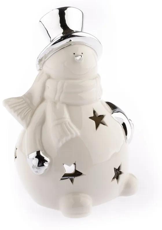 Vánoční keramický sněhulák Kulička, bílá